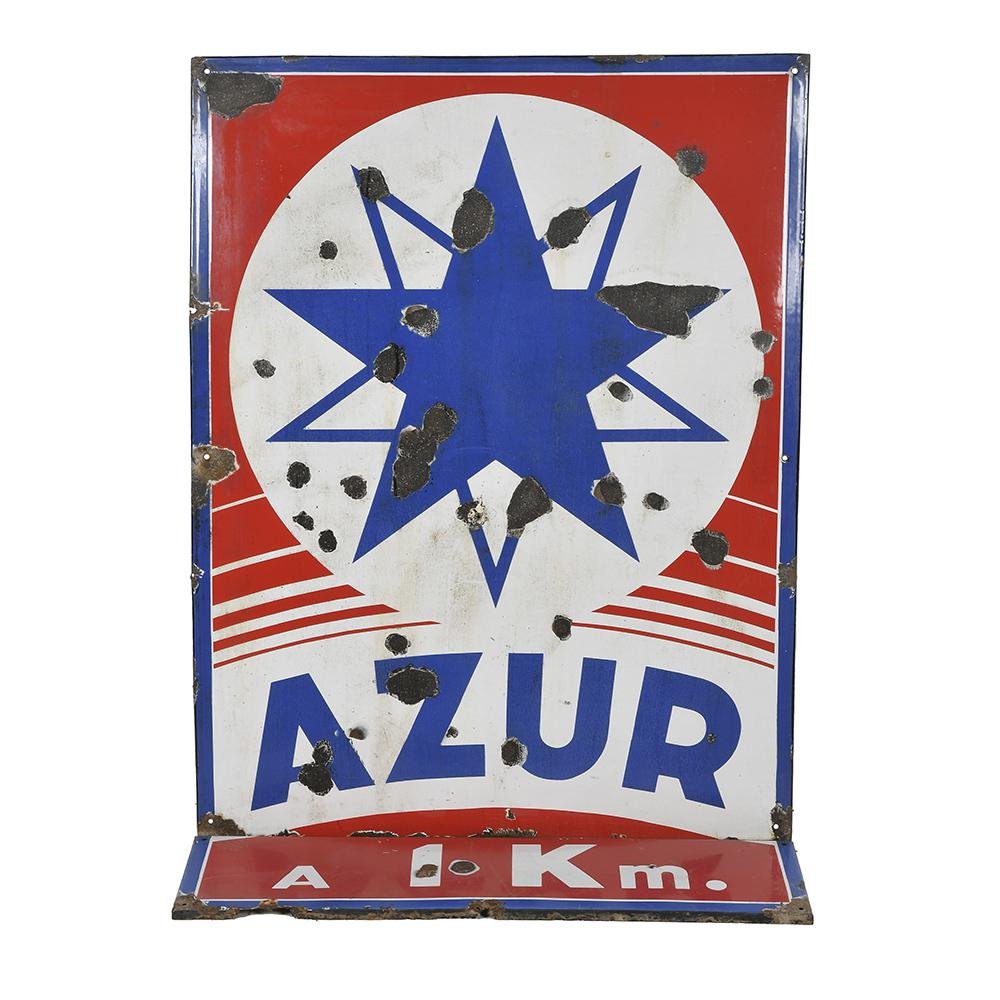 Vintage Azure Enameled Plate for sale at Pamono