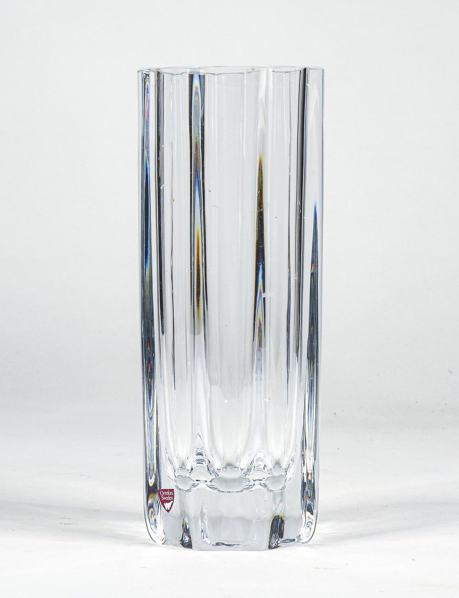 Octagonal Crystal Vase from Orrefors, Sweden, 1990s for sale at Pamono