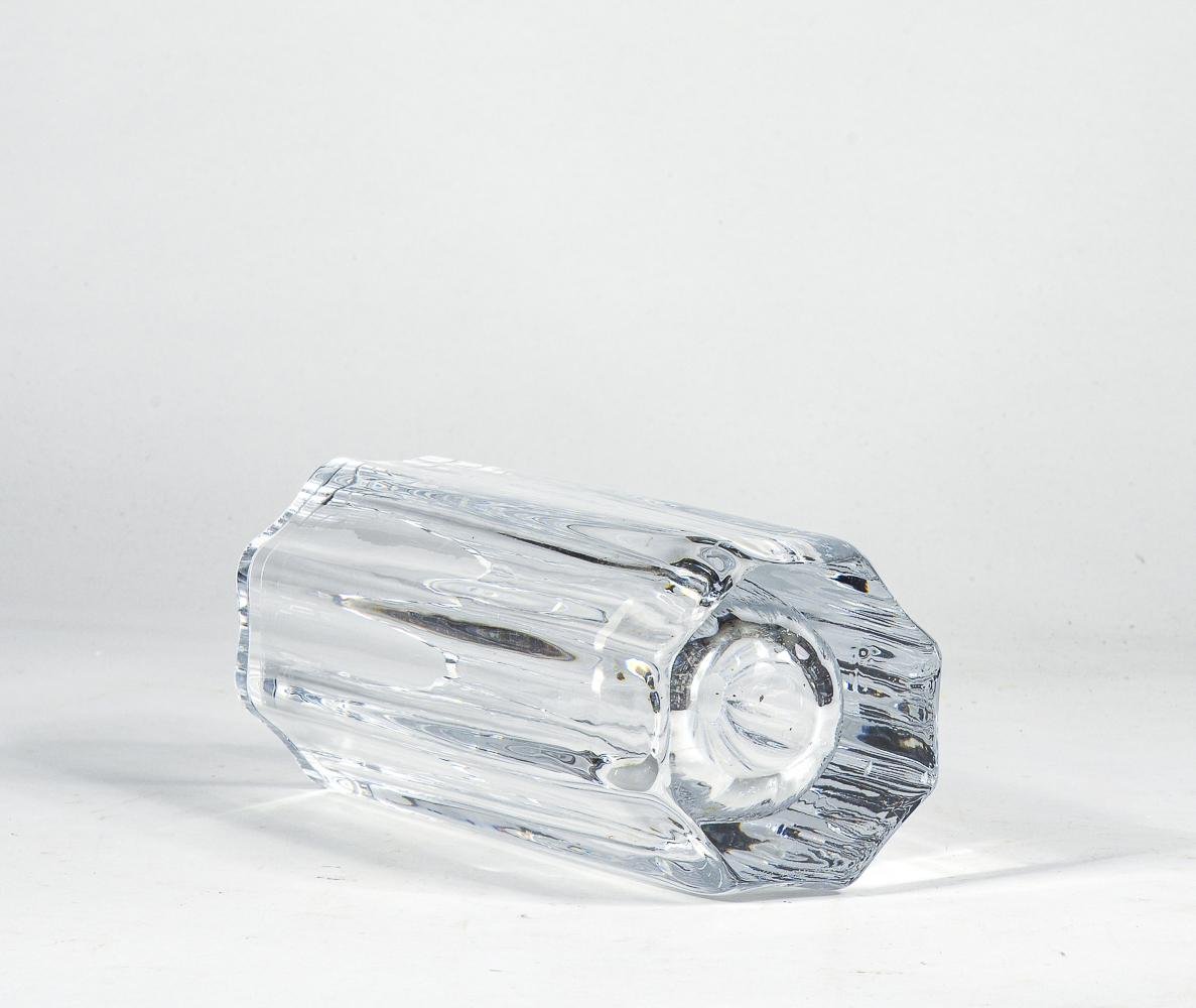 Octagonal Crystal Vase from Orrefors, Sweden, 1990s for sale at Pamono