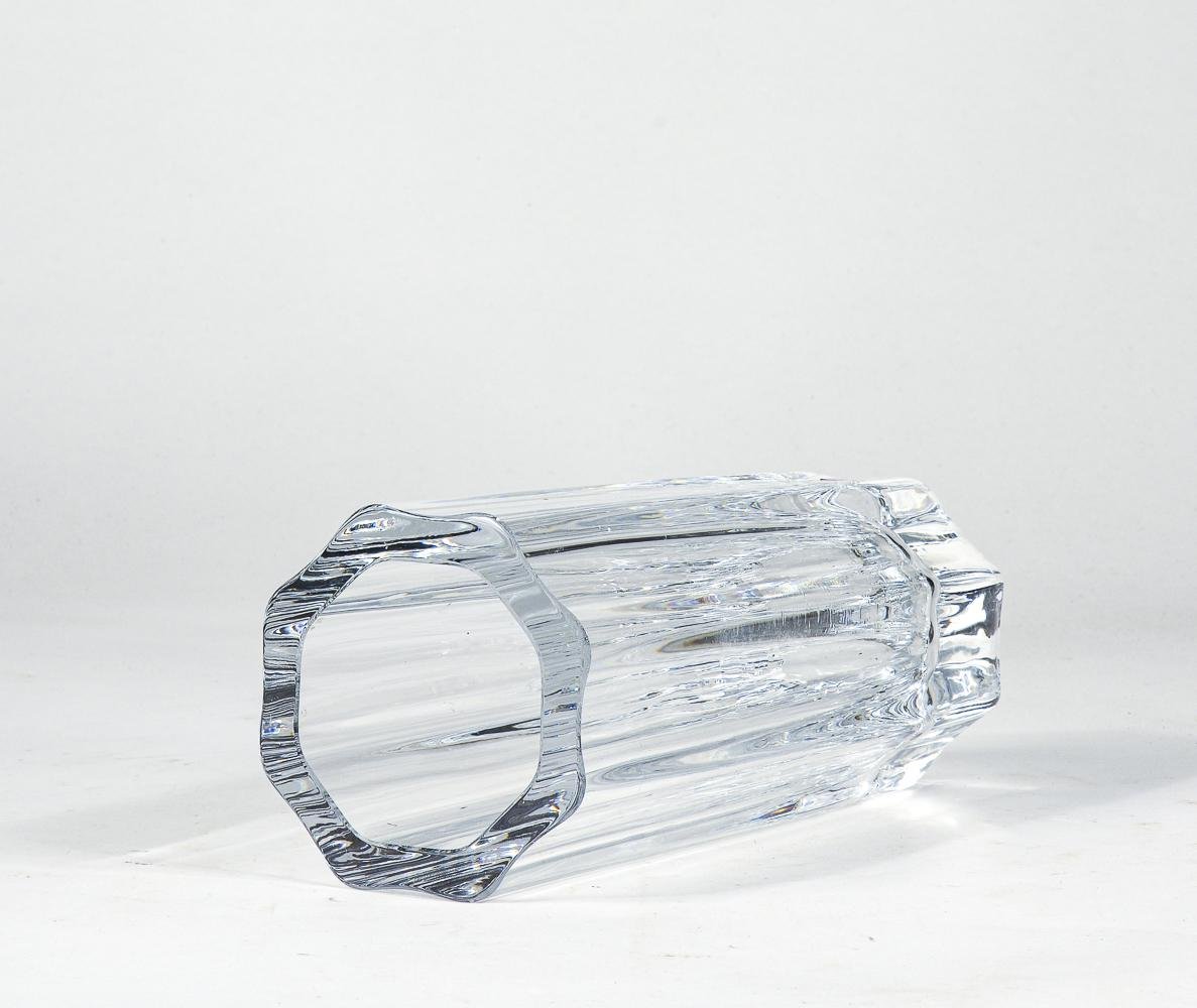 Octagonal Crystal Vase from Orrefors, Sweden, 1990s for sale at Pamono