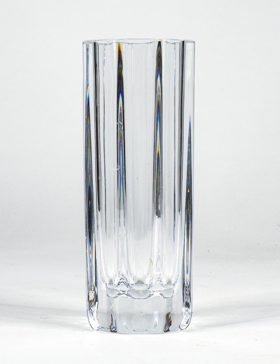 Octagonal Crystal Vase from Orrefors, Sweden, 1990s for sale at Pamono