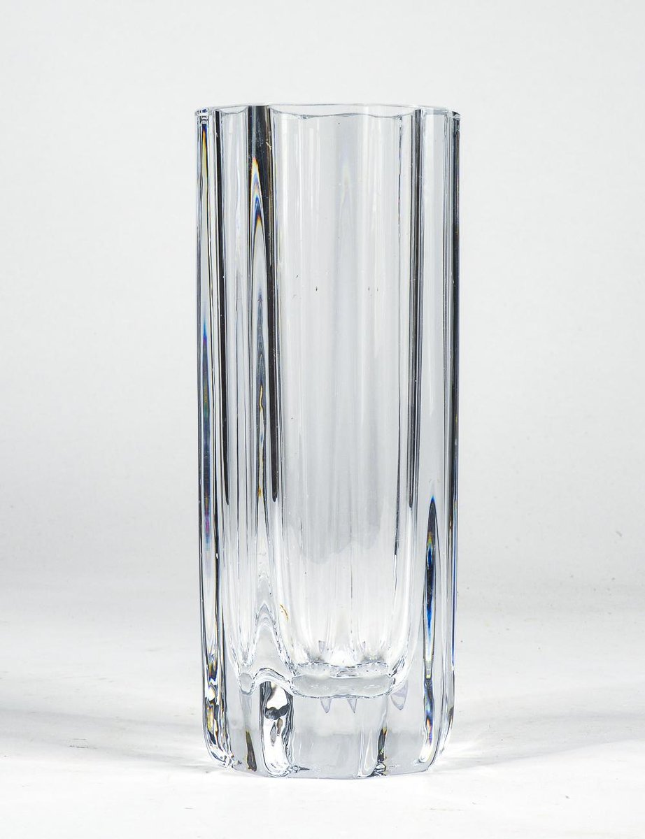 Octagonal Crystal Vase from Orrefors, Sweden, 1990s for sale at Pamono
