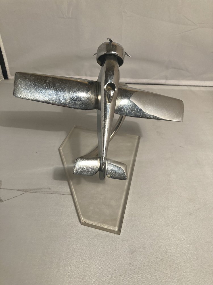 Vintage Art Deco Chrome Aircraft on Plastic Base, 1930s for sale at Pamono