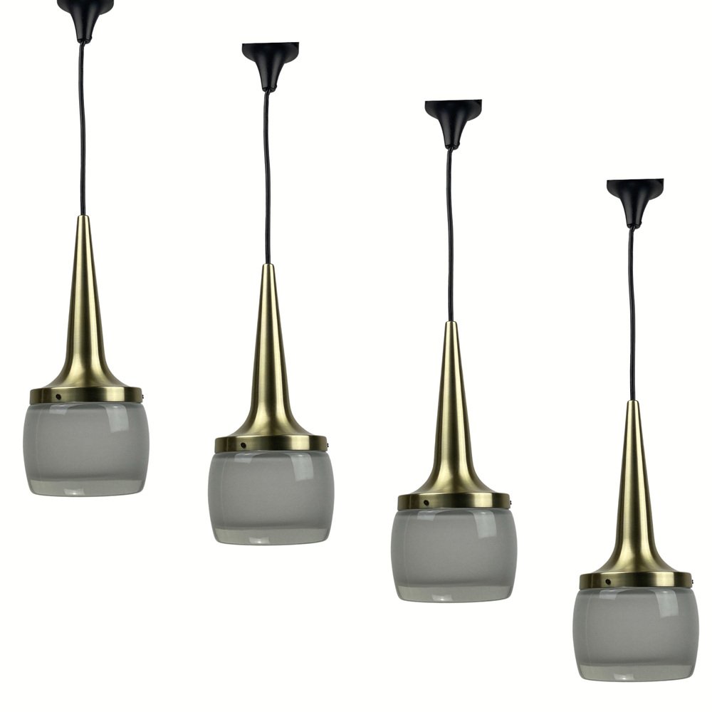 Hängelampen aus Messing & geätztem Opalglas von Staff Leuchten Germany ...