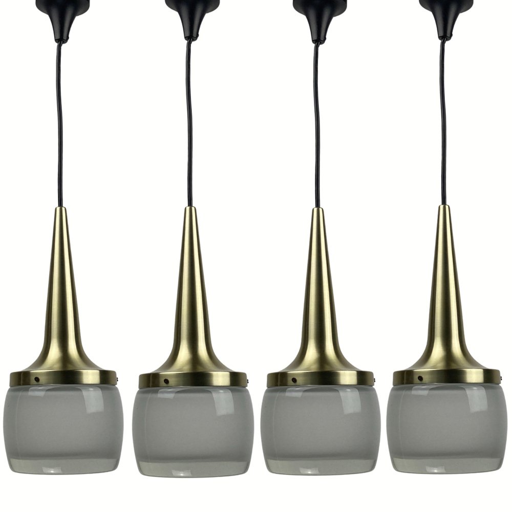 Hängelampen aus Messing & geätztem Opalglas von Staff Leuchten Germany ...