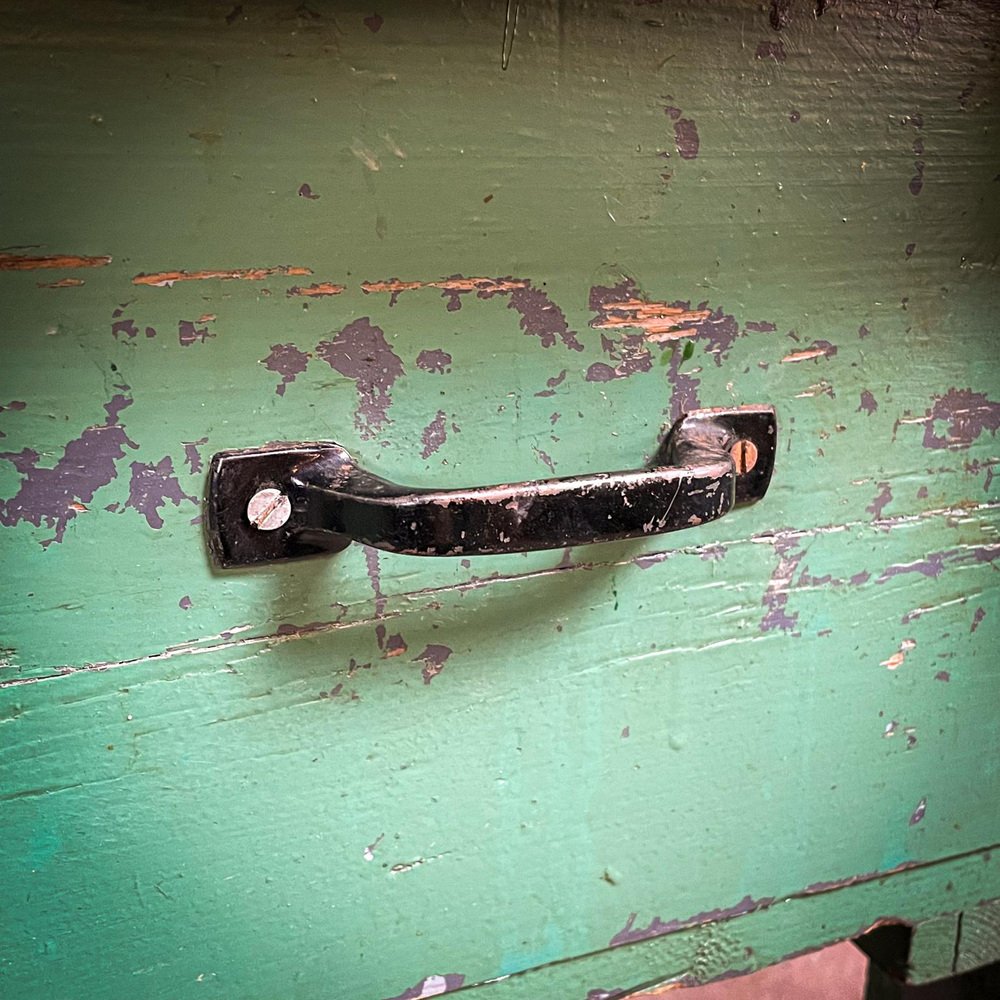 Industrial Green Wooden Workbench for sale at Pamono