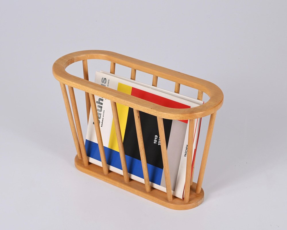 Mid-Century Danish Modern Oval Oak Magazine Rack, 1970s for sale at Pamono