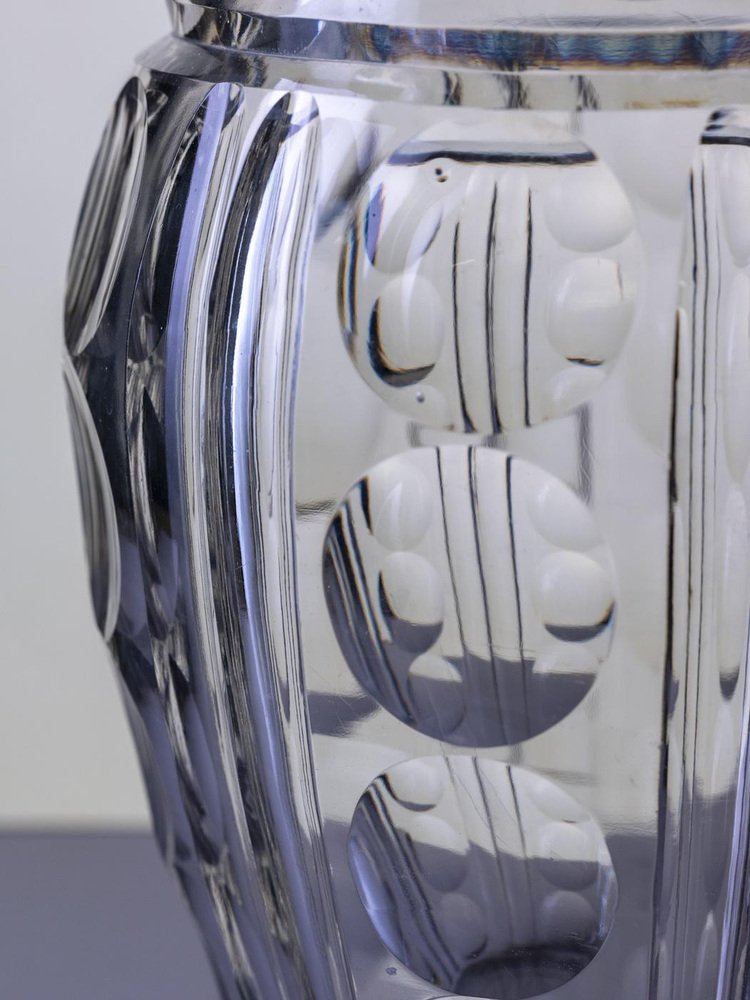 Large Art Deco Vase In Cut Glass 1930 For Sale At Pamono