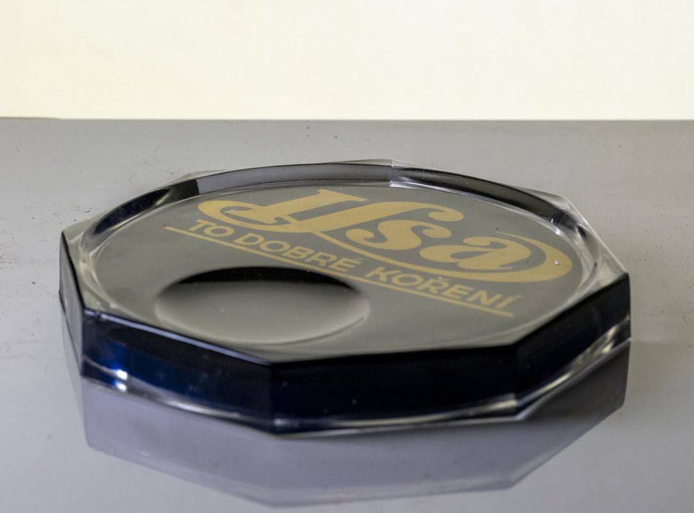 Vintage Promotional Coin Glass Sign, 1930 for sale at Pamono