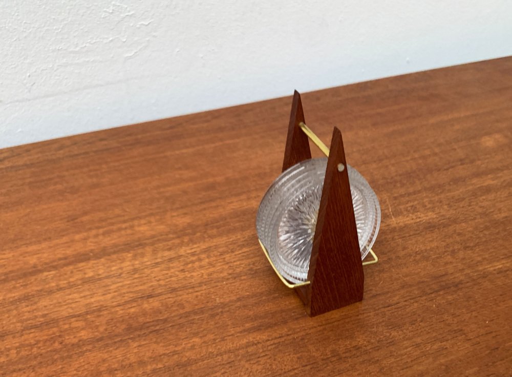 Mid-Century German Lead Crystal Glass Coasters in Teak Tray, 1960s, Set ...