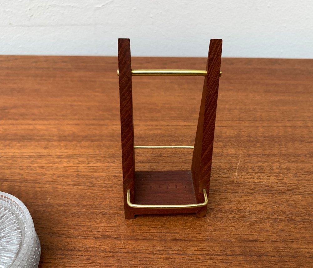 Mid-Century German Lead Crystal Glass Coasters in Teak Tray, 1960s, Set ...