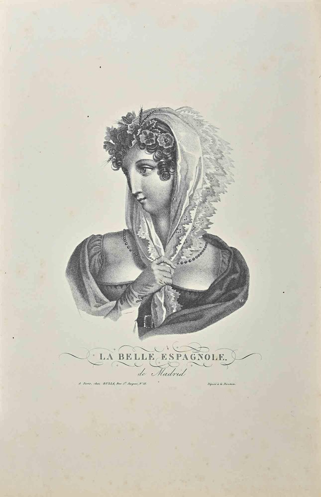 Noel François Bertrand, The Spanish Beauty, Etching, 19th Century for ... Noel François Bertrand, The Spanish Beauty, Etching, 19th Century for ...