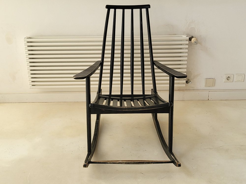 Scandinavian Rocking Chair in Black Lacquered Wood, 1960s for sale at ...