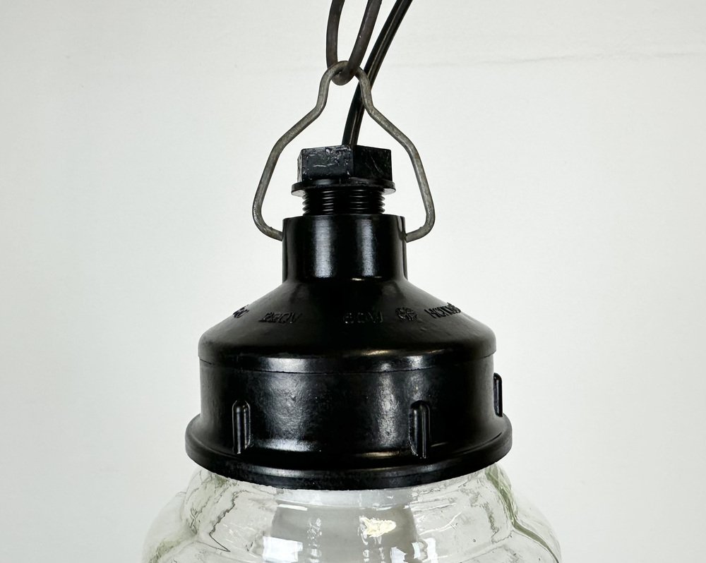Industrial Bakelite Pendant Light with Ribbed Glass, 1970s for sale at ...