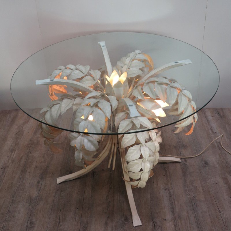 Vintage Hollywood Regency Stil Glastisch, 1970er bei Pamono kaufen