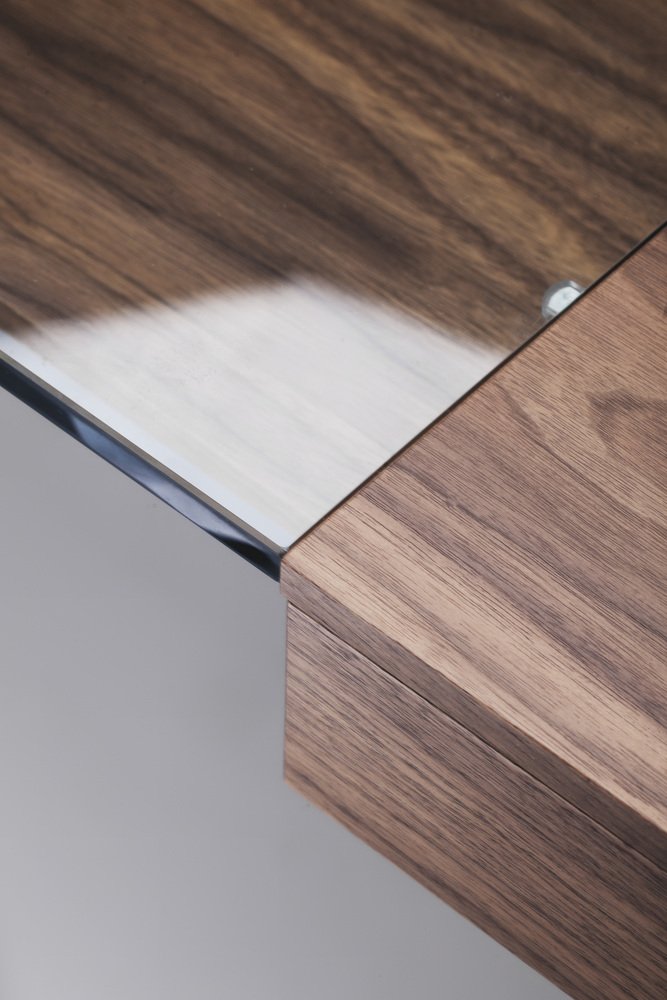 Cosimo Desk with Walnut Veneer and Glass Top by Marco Zanuso Jr. for ...