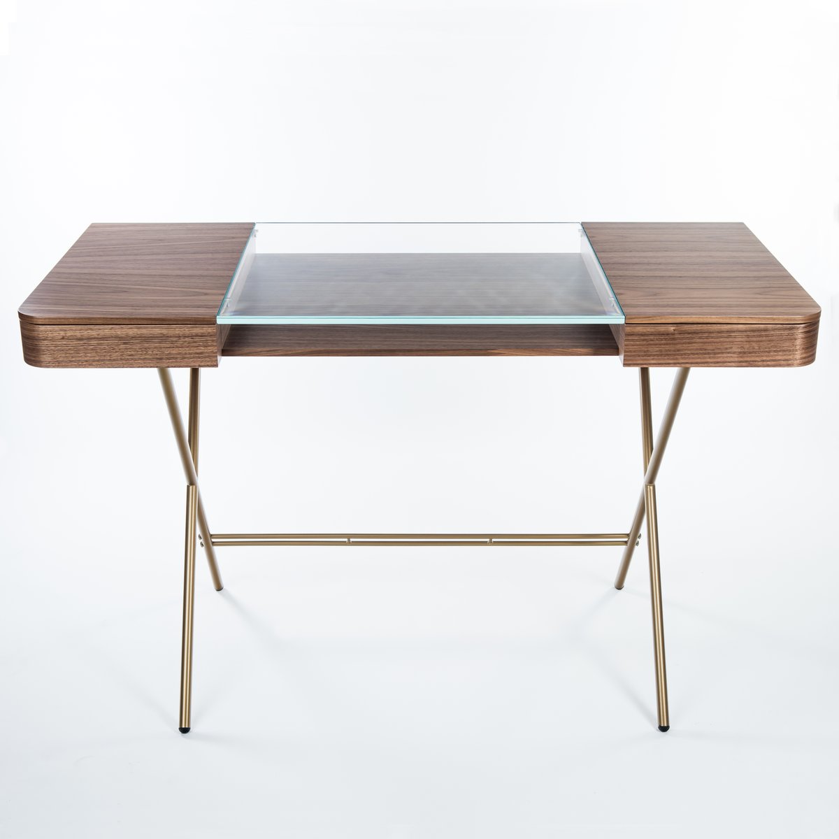 Cosimo Desk with Walnut Veneer and Glass Top by Marco Zanuso Jr. for ...