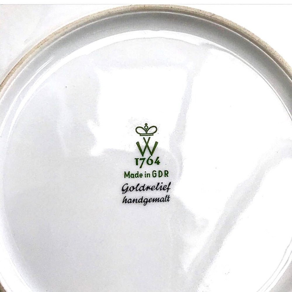 Vintage Porcelain Tea Trio Set from Goldrelief, GDR, Set of 3 for sale at Pamono