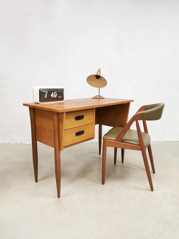 Mid-Century Dutch Writing Desk in Teak, 1960s for sale at Pamono