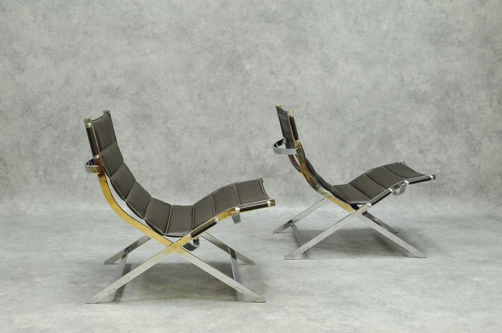 Scissor Lounge Chairs, Set of 2 for sale at Pamono