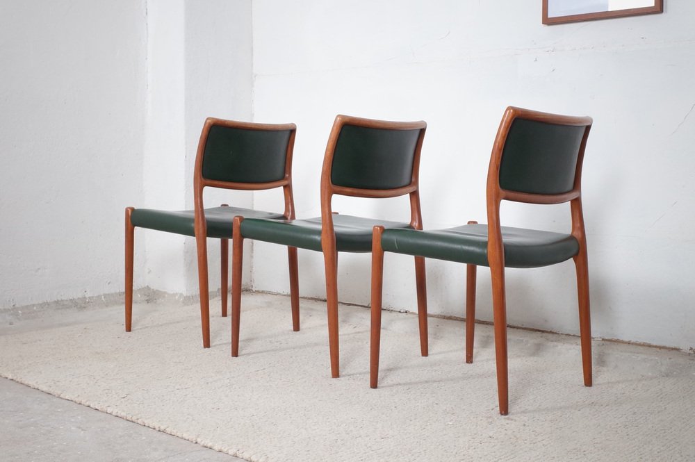 Danish Model 80 Dining Chairs by Niels O. Møller, 1960s, Set of 3 for ...