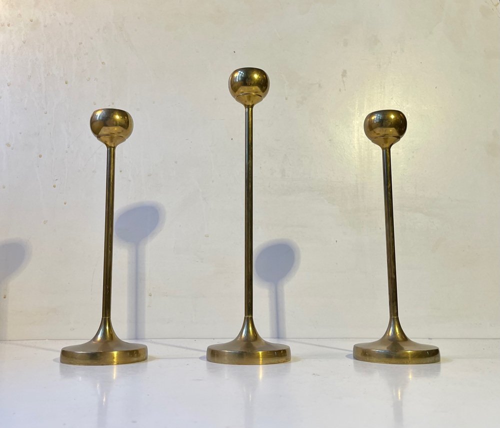 Scandinavian Modern Tulip Candlesticks in Brass, 1960s, Set of 3 for ...