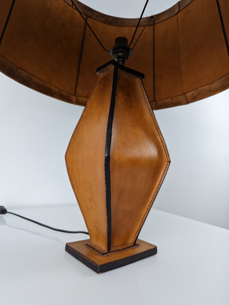 Cuero Table Lamp attributed to Jacques Adnet, 1940s for sale at Pamono