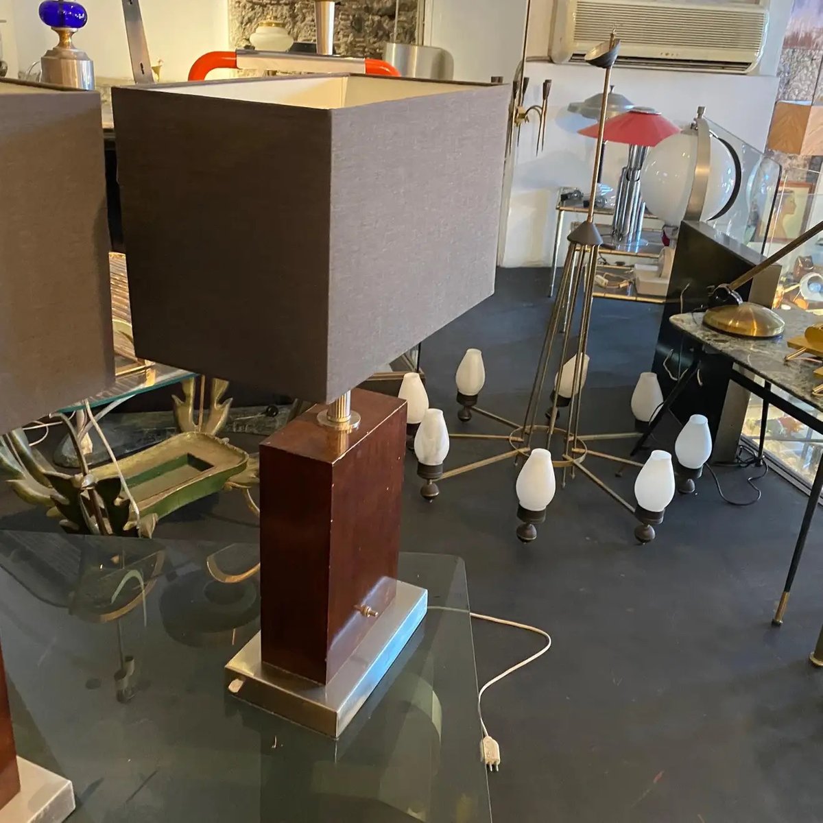 Modernist Italian Wood and Metal Table Lamps, 1980s, Set of 2 for sale ...