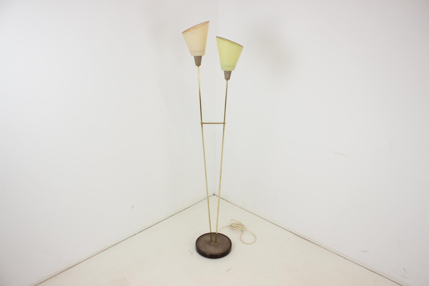 Brass Floor Lamp, Czechoslovakia, 1960s for sale at Pamono
