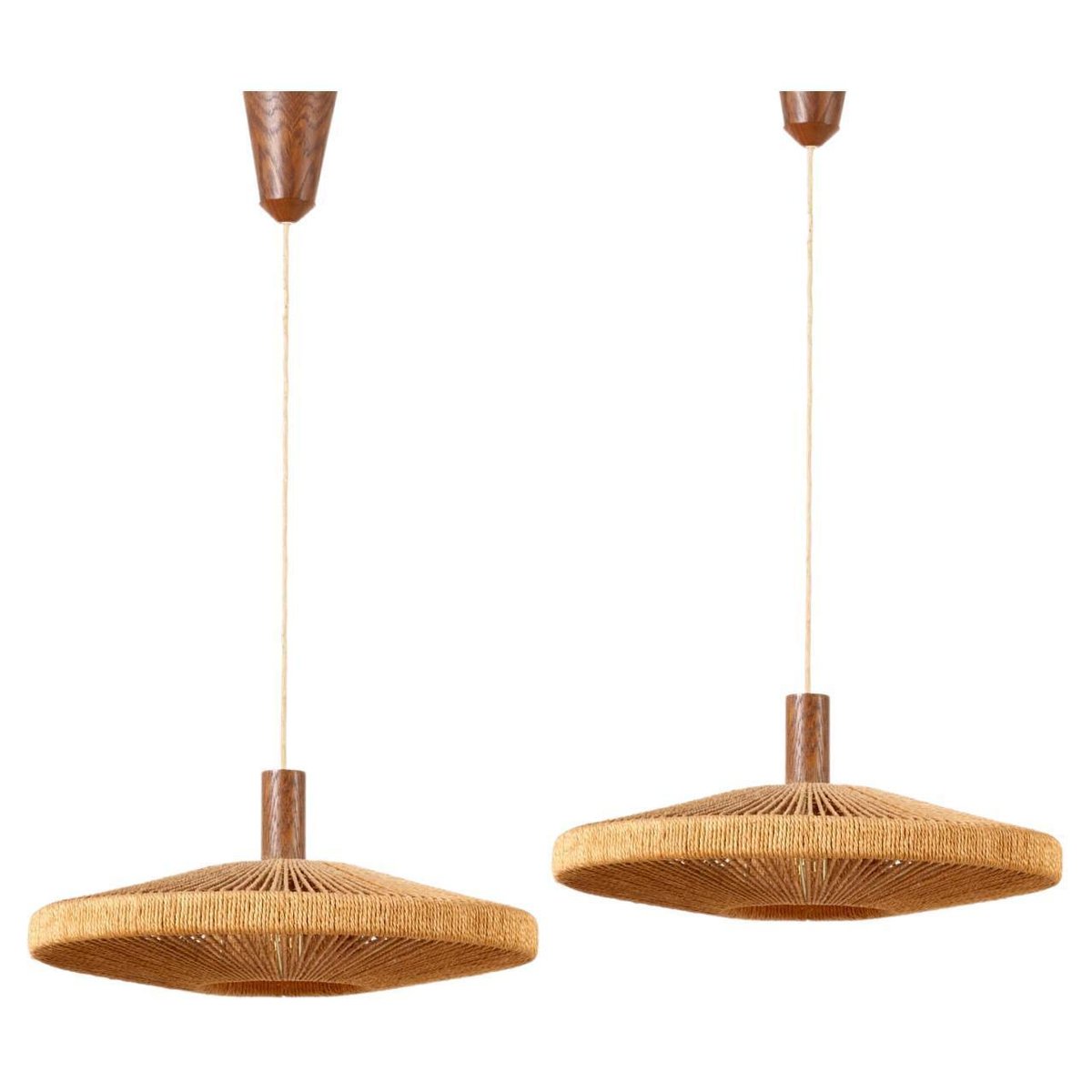 Sisal Pendant Lamp from Temde, Switzerland, 1950s for sale at Pamono