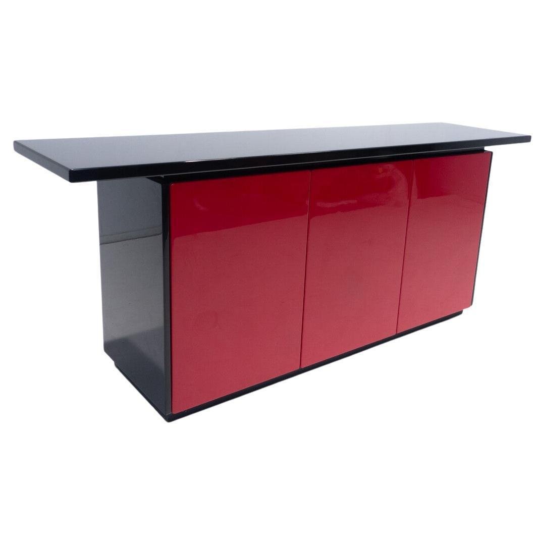 Mid-Century Modern Red and Black Lacquered Sideboard, Italy, 1970s for ...