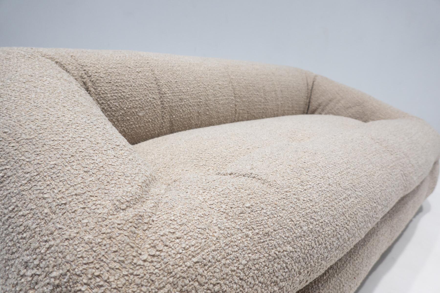 Mid-Century Modern Italian Beige Boucle Fabric Sofa, Italy, 1960s for ...