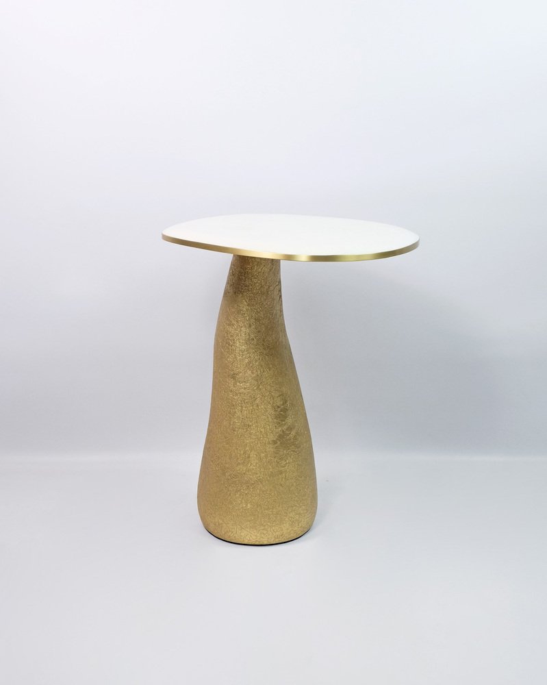 Side Tables with White Rock Crystal and Brass Top from Ginger Brown ...