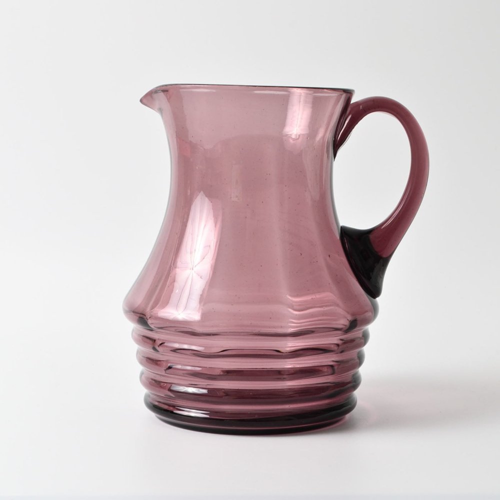 Art Deco Optic Glass Jug from Doyen, 1930s for sale at Pamono