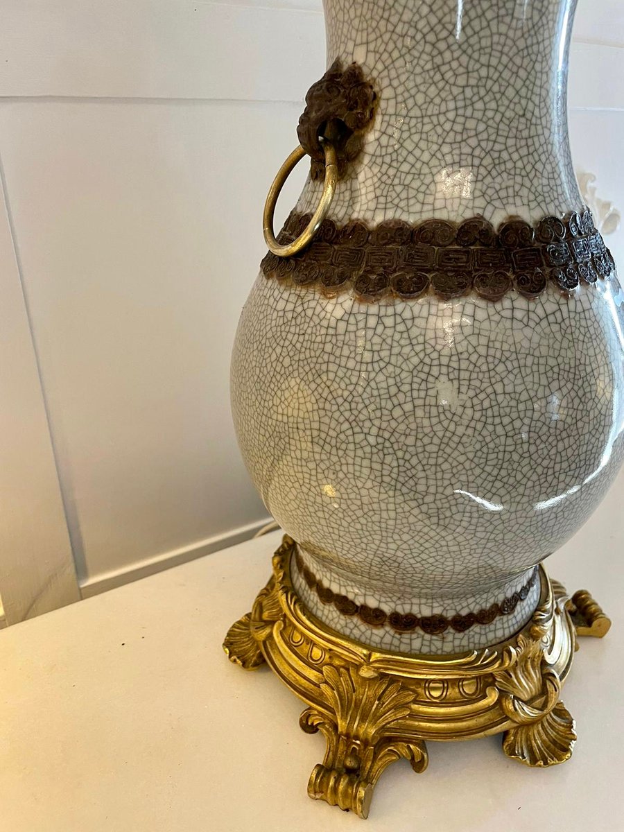 Large Antique Victorian China and Ormolu Table Lamp, 1880s for sale at ...
