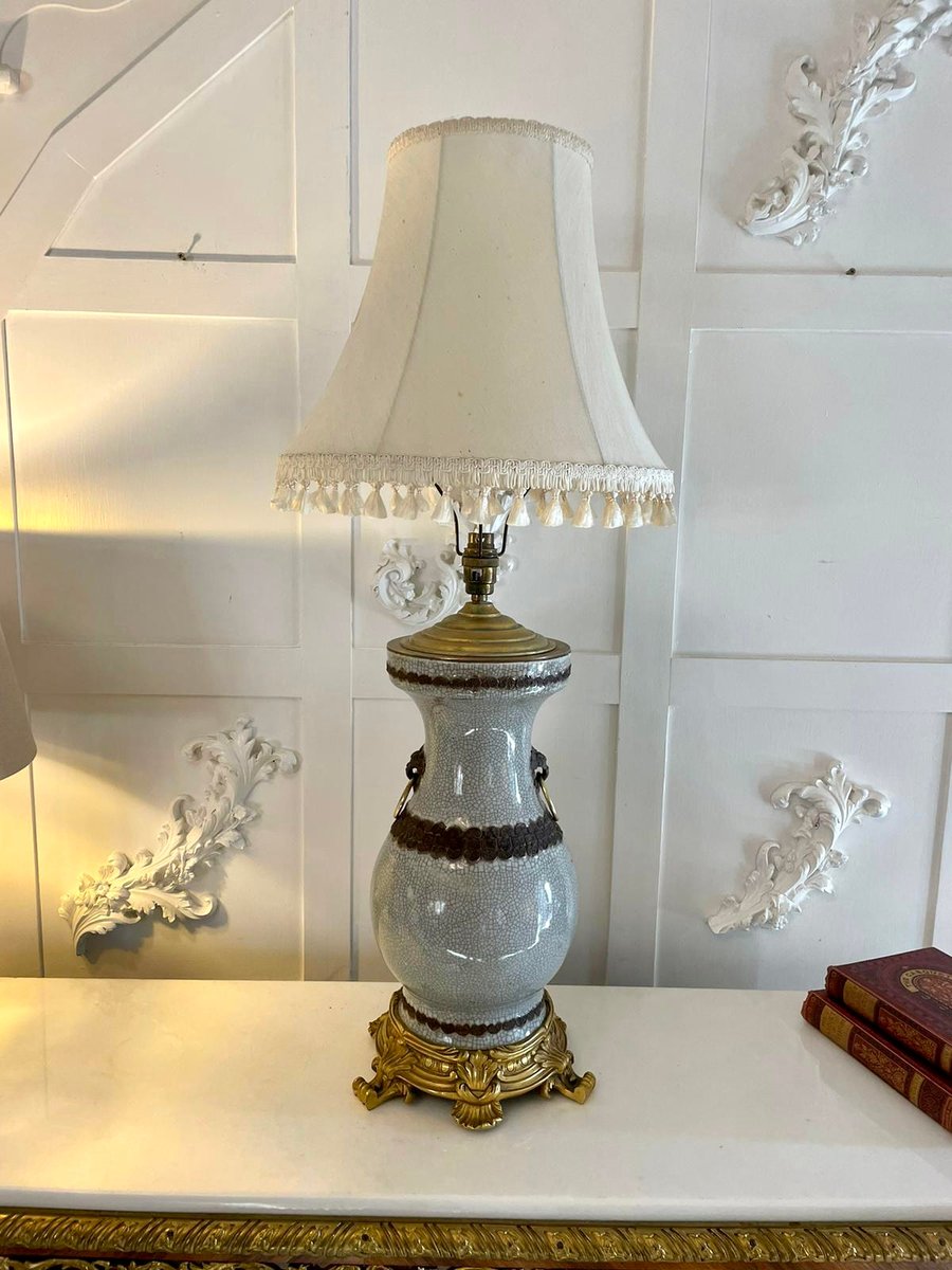 Large Antique Victorian China and Ormolu Table Lamp, 1880s for sale at ...