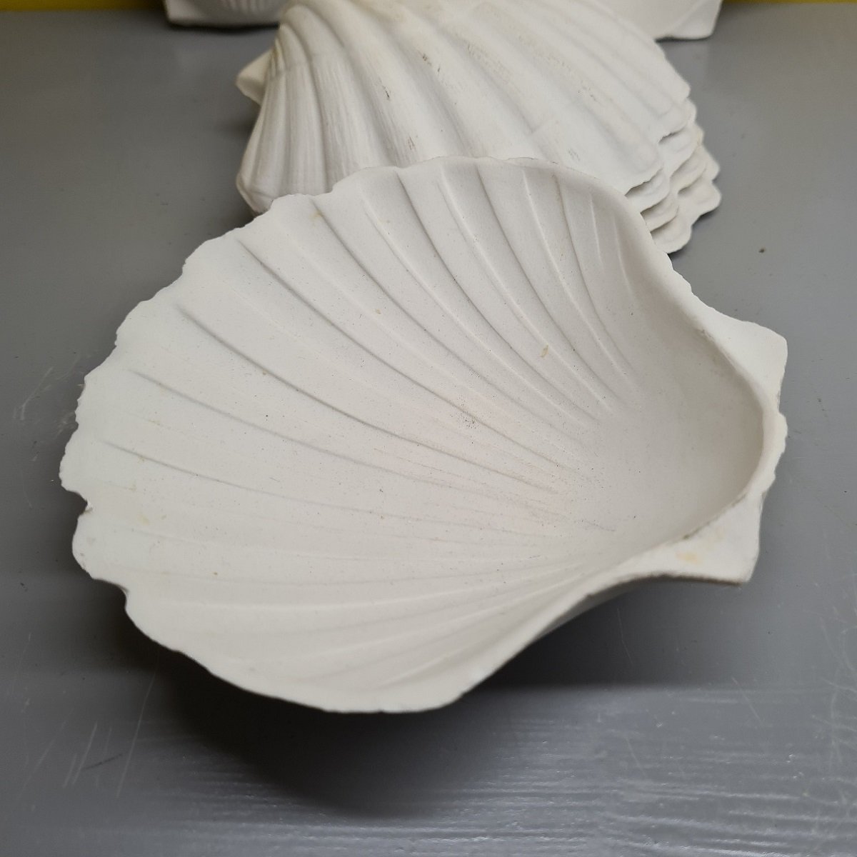 Vintage Biscuit Porcelain Shells, 1920s, Set of 7 for sale at Pamono