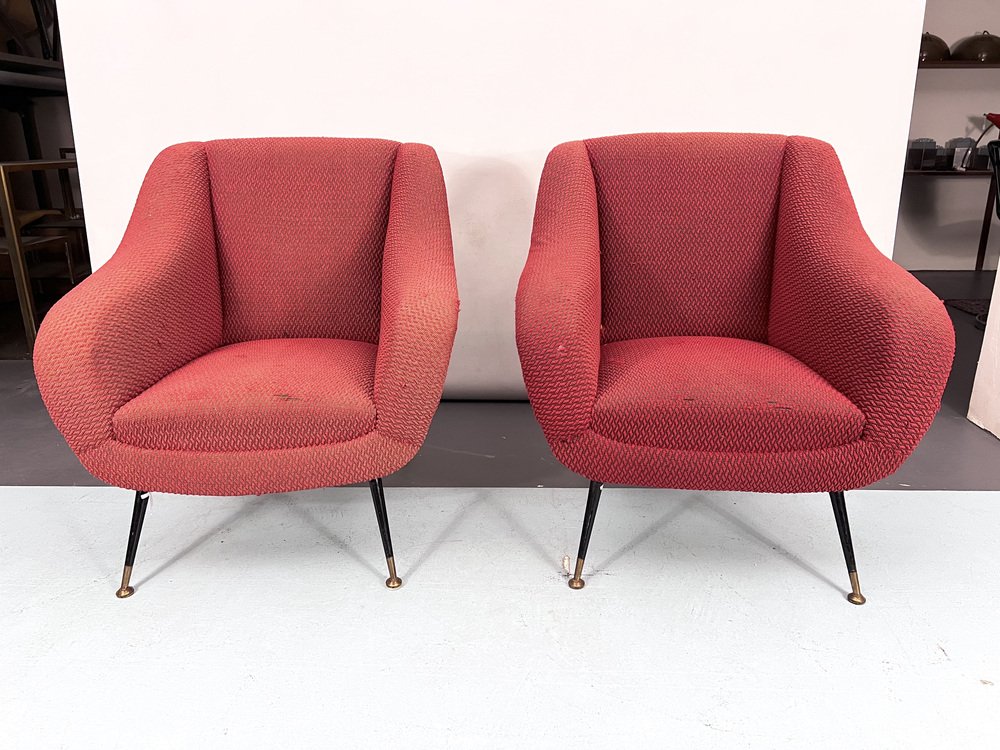 Mid-Century Lounge Chairs by Gigi Radice for Minotti, Italy, 1950s, Set ...
