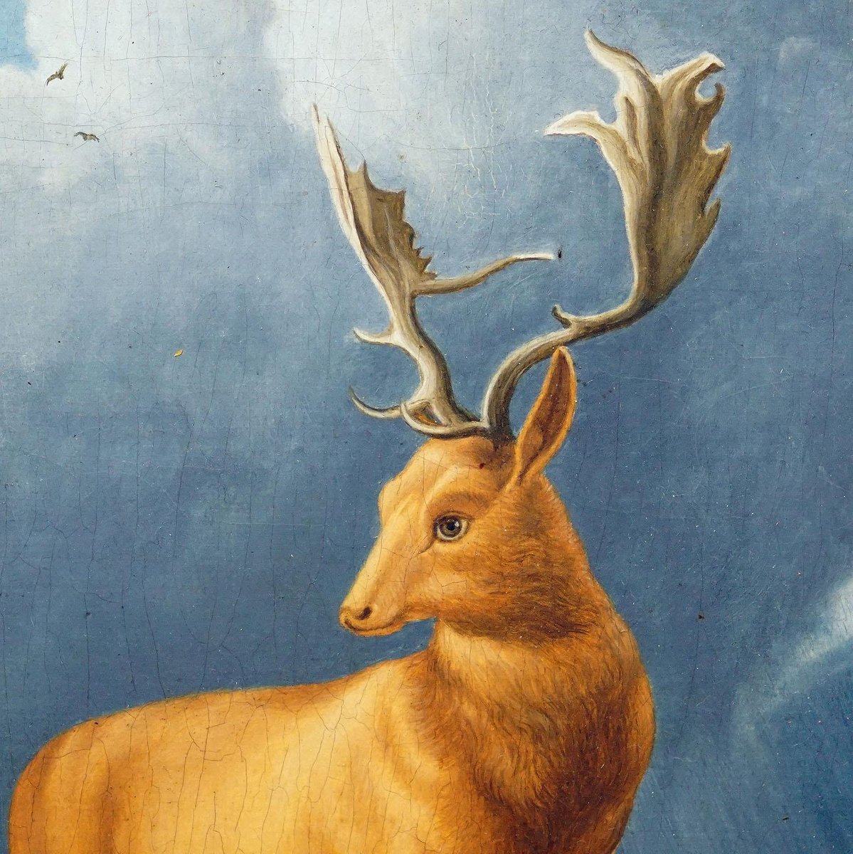 Fallow Deer with Doe in the Alps, Oil on Canvas, 19th Century, Framed ...
