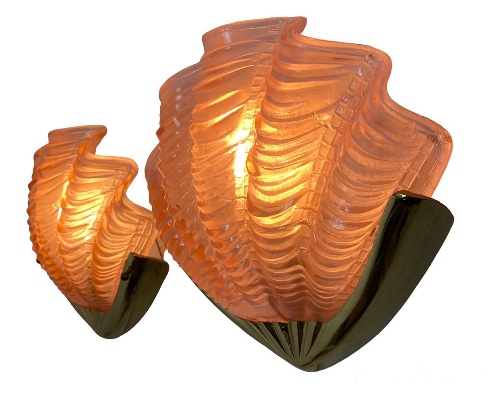 Art Deco Scalopped Shell Wall Lights, 1920s, Set of 2 for sale at Pamono
