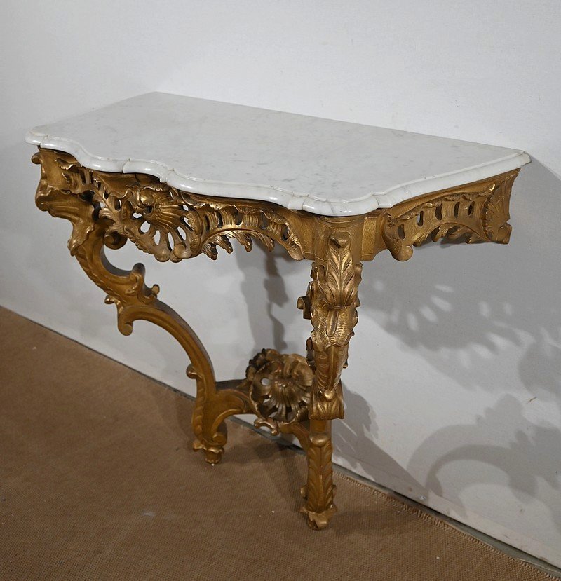 Napoleon III Giltwood Wall Console Table in Louis XV Style, 19th ...