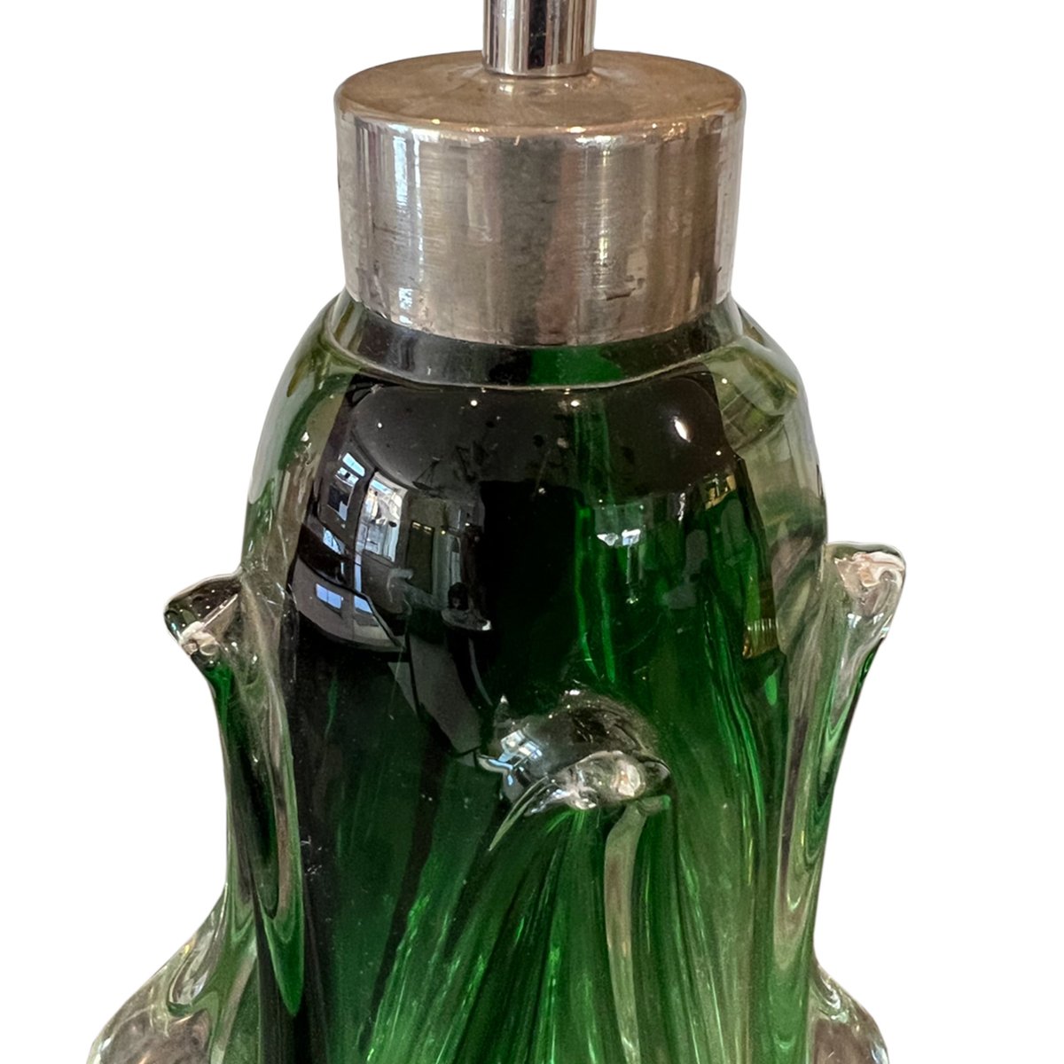 Green Glass Table Lamp, Belgian, 1960s for sale at Pamono Green Glass Table Lamp, Belgian, 1960s for sale at Pamono