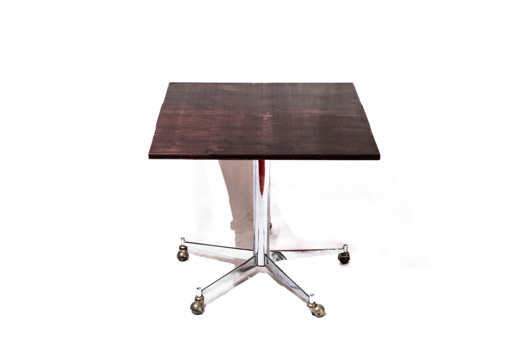 Chrome-Plated Steel Tube Table on Wheels with Rosewood Top for sale at ...