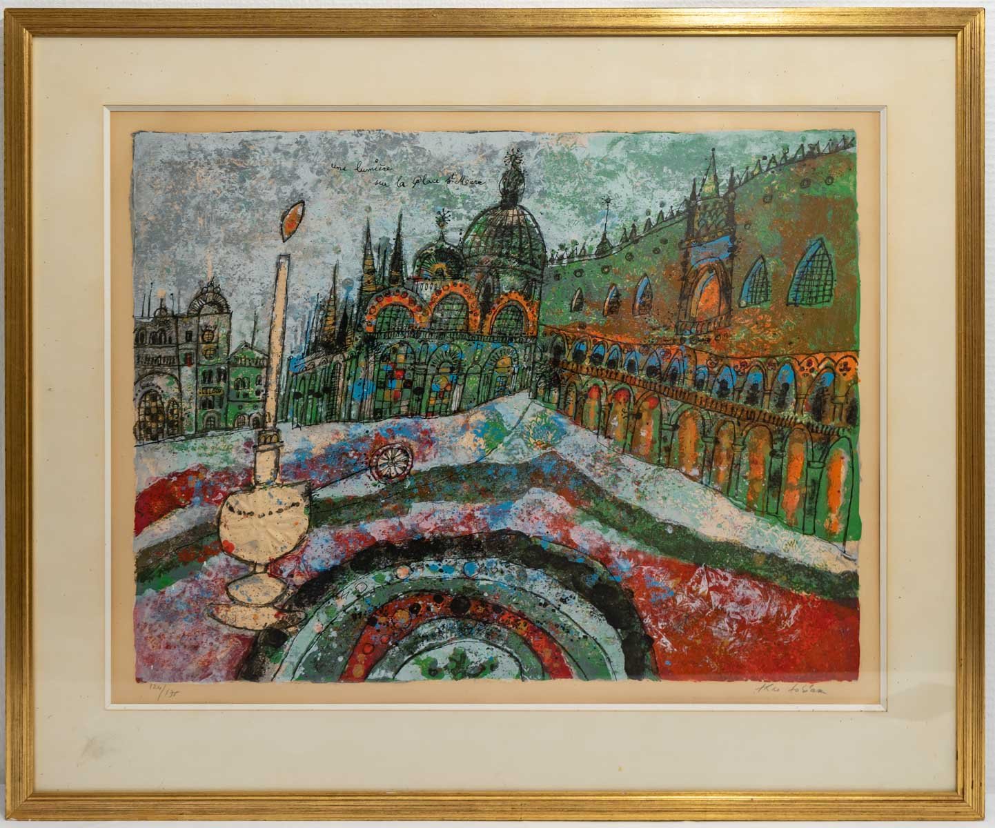 Théo Tobiasse, Une Lumière Sur La Place Saint Marc, 20th Century, Color Lithograph for sale at ...