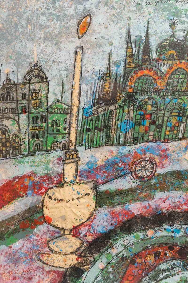 Théo Tobiasse, Une Lumière Sur La Place Saint Marc, 20th Century, Color Lithograph for sale at ...