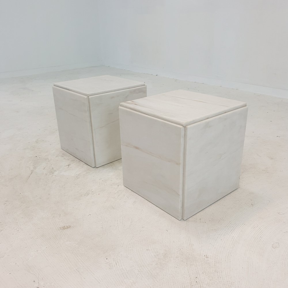 Italian Marble Side Tables, 1980s, Set of 2 for sale at Pamono