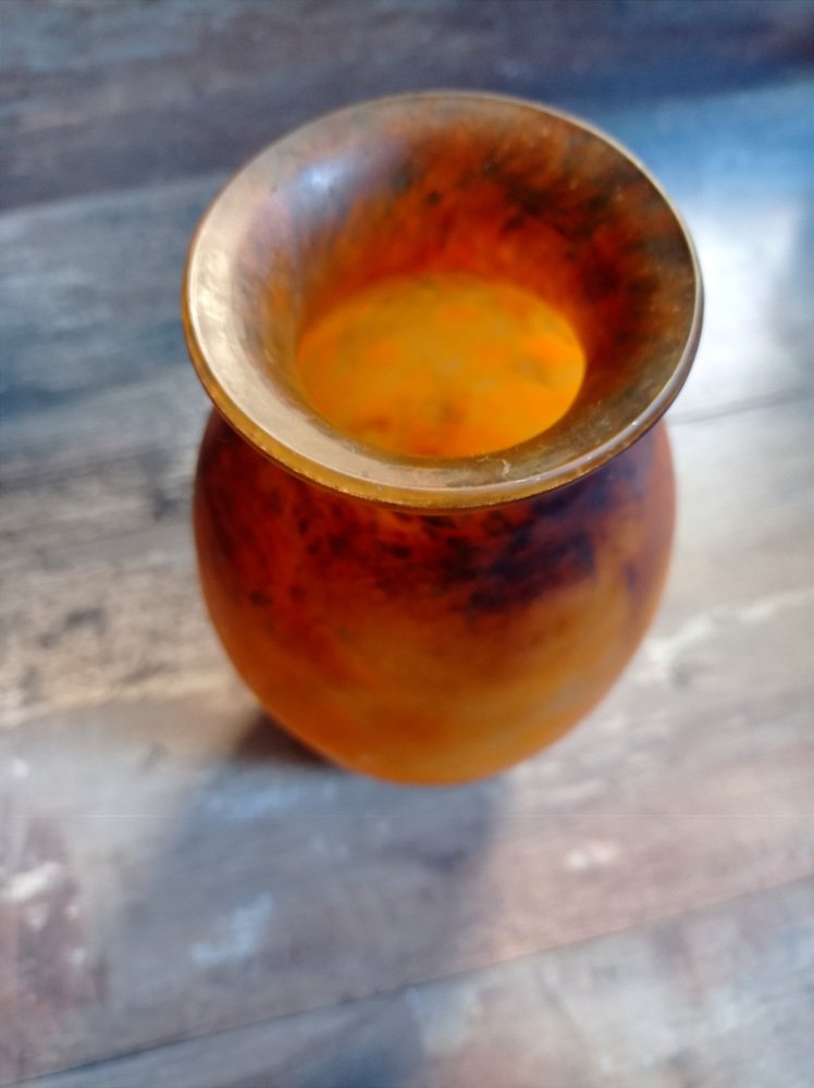 Art Deco Amber Shades and Deep Blue Vase by by Muller Frères, 1920s for ...