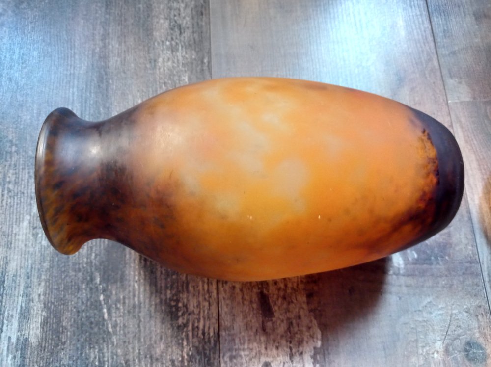 Art Deco Amber Shades and Deep Blue Vase by by Muller Frères, 1920s for ...