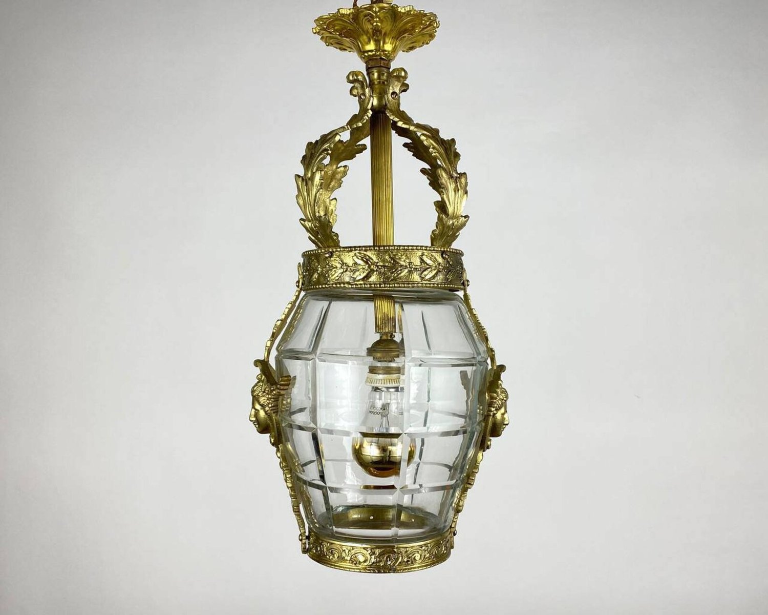 Antique Bronze Lantern Ceiling Light, France, 1920s for sale at Pamono