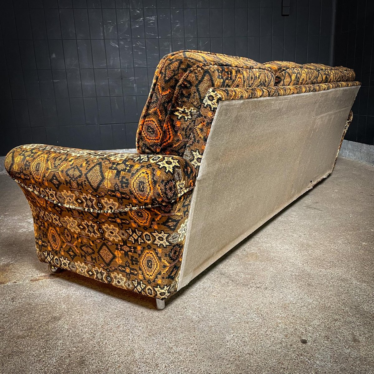 Vintage 4-Seater Checkered Sofa for sale at Pamono